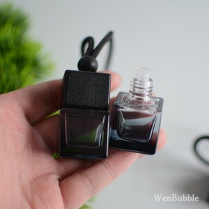 1-500pcs 8ml Square Black Gradient Glass Wooden Car Hanging Air ...