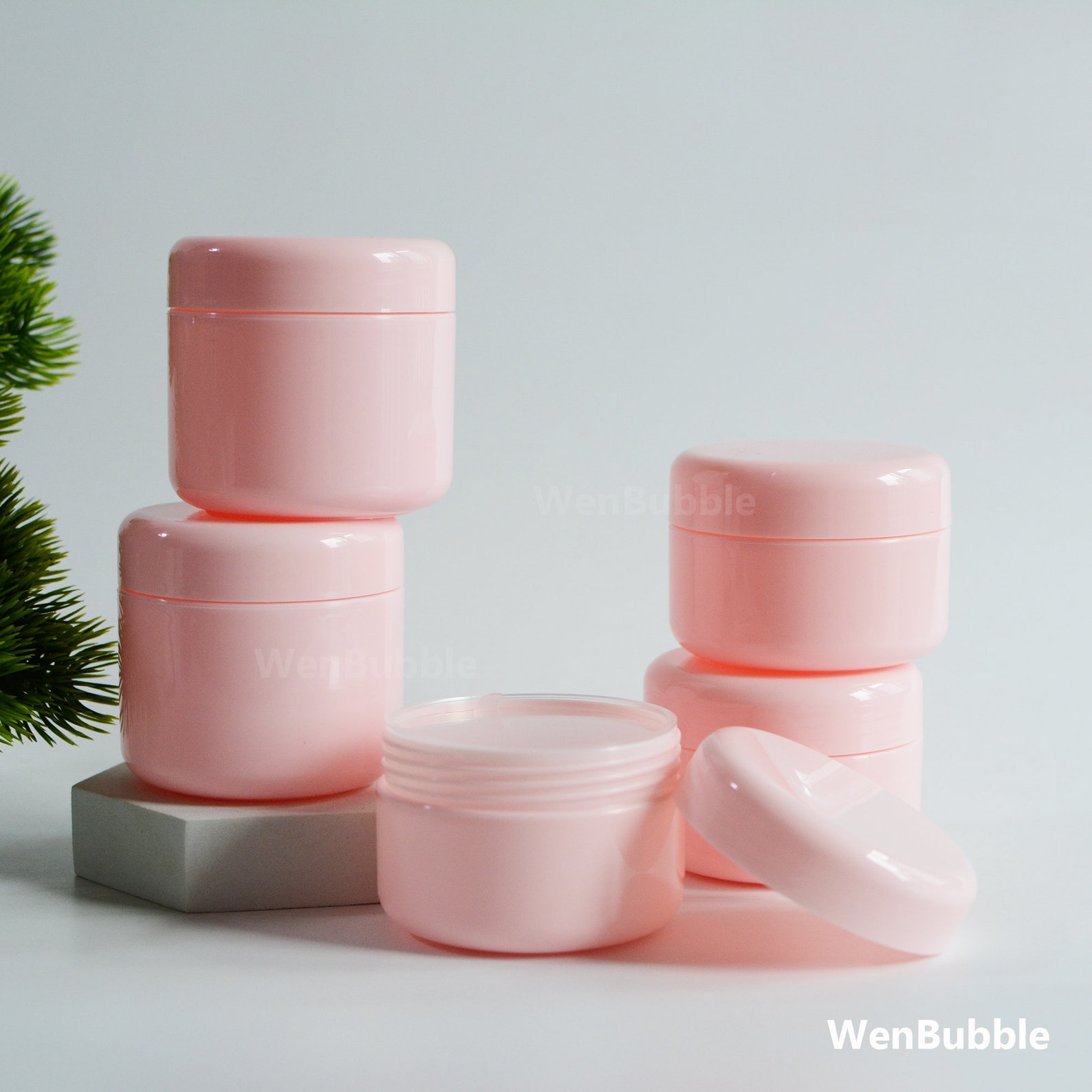 1-200pcs 100g 150g Empty Plastic Pink Cream Jar Container, DIY Handmade ...
