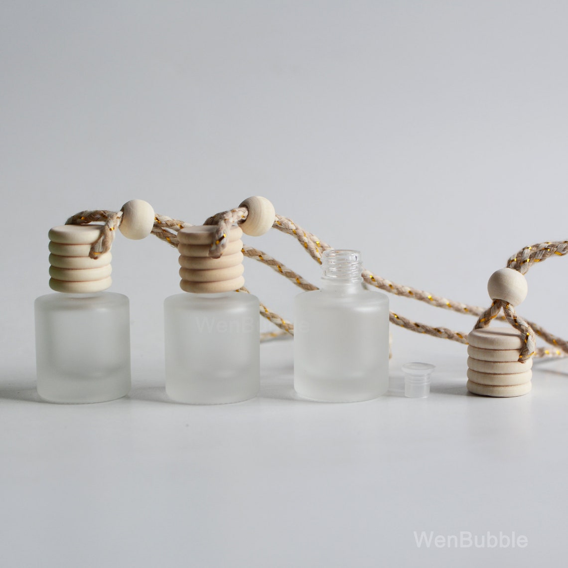 1-200pcs 8ml Empty Frosted Glass Cylinder Wooden Car Hanging Air ...