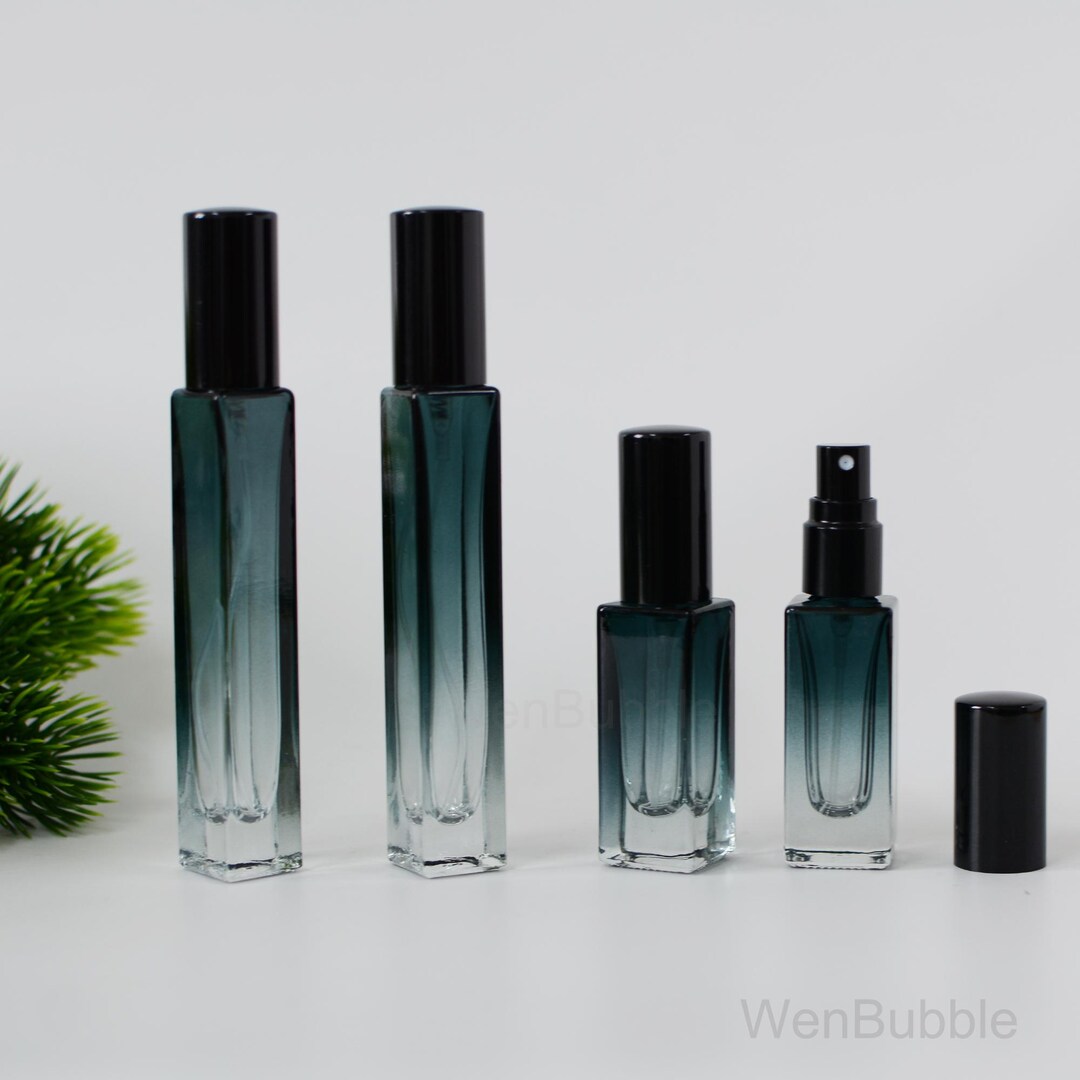 1-500pcs 5ml 10ml Dark Blue Gradient Square Glass Perfume Mister Bottle ...