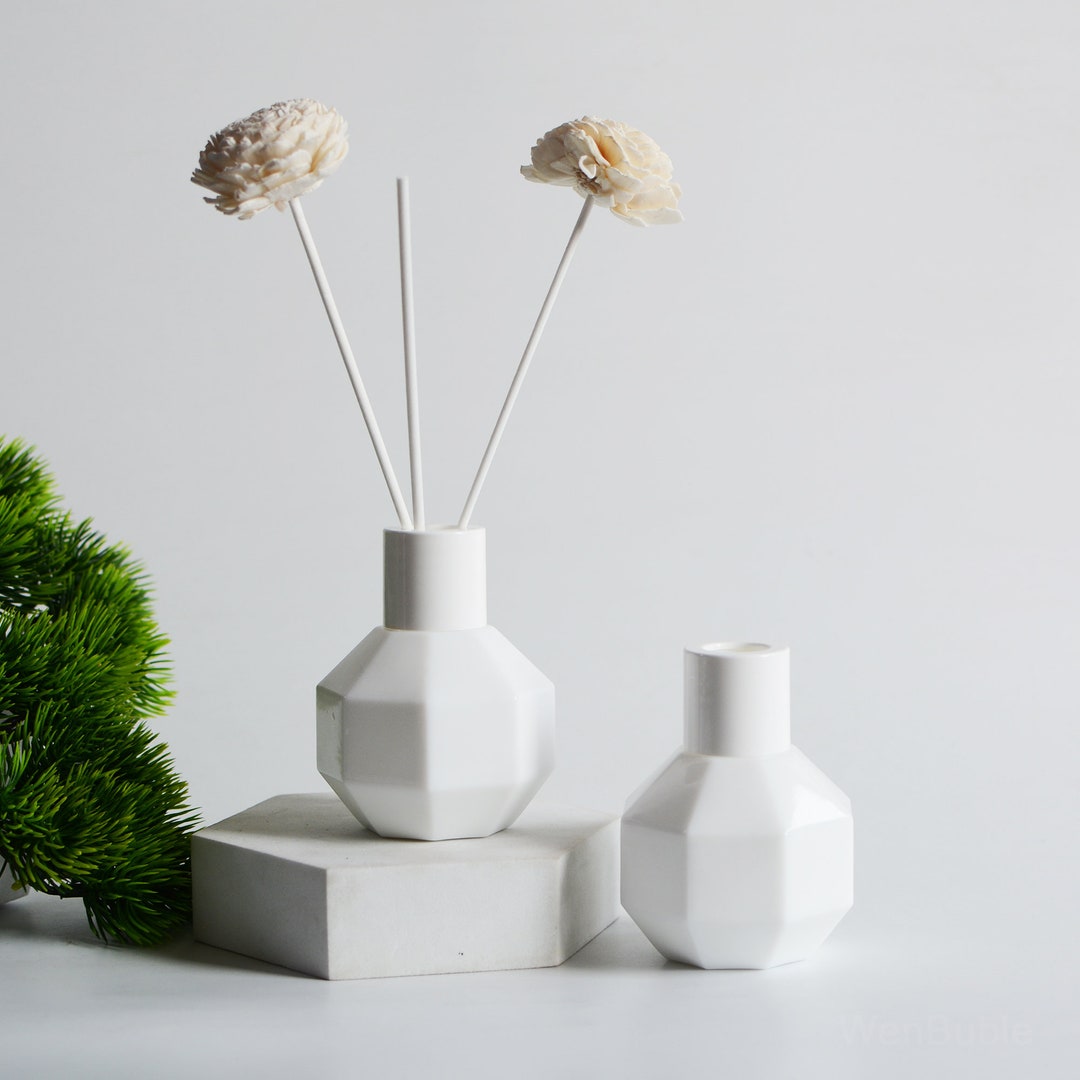 100ml Empty Refillable White Porcelain Diffuser Bottle, Modern Home Decor Fragrance Diffuser ...