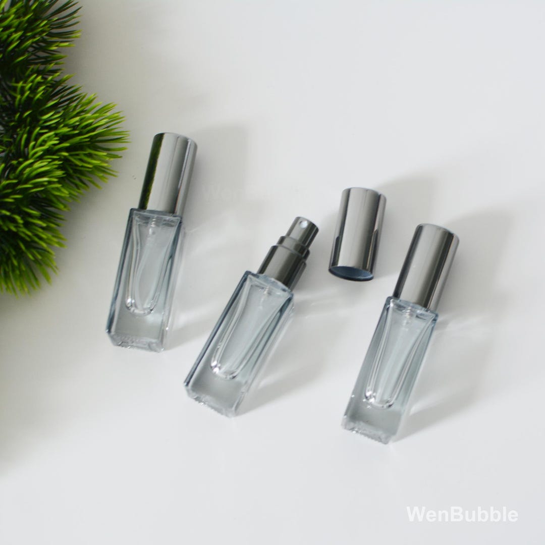 1-1000pcs 5ml Shiny Gray Square Perfume Spray Bottle, Portable Vials ...
