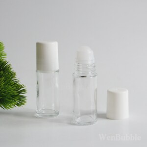 1-200pcs 30ml 1oz Cylinder Clear White Glass Body Roll on Deodorant ...