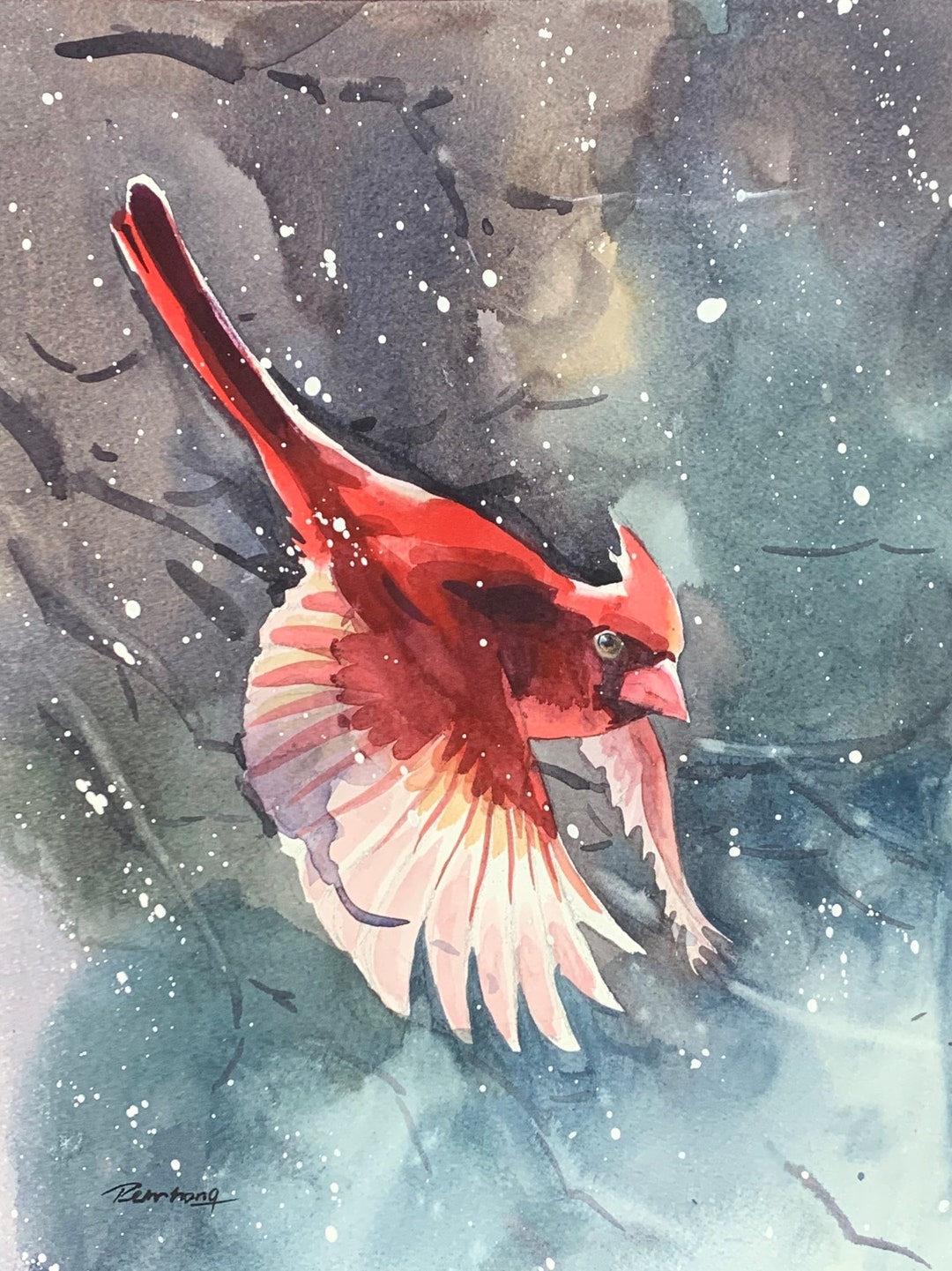Cardinal Bird Original Art Watercolor Painting, Home Décor, Gift ...