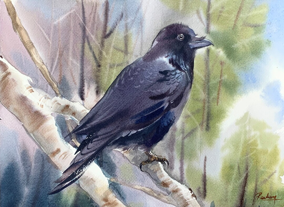 Raven Original Art Watercolor Painting | Home Decor | Gift Artwork ...