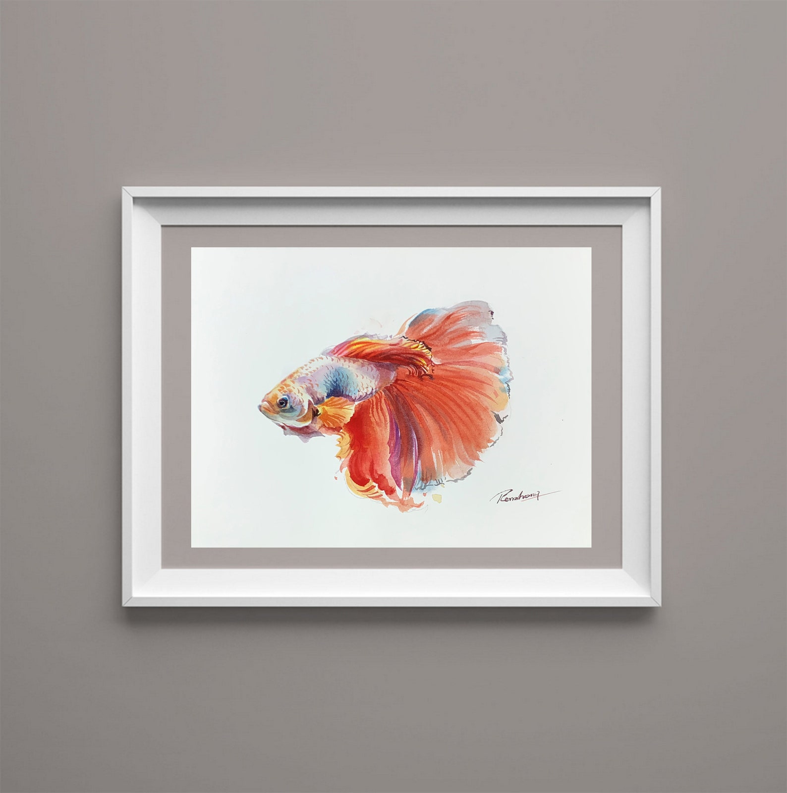 Betta Fish Original Art Watercolor Painting Home Decor Gift - Etsy
