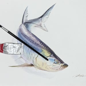 Tarpon Fish Original Art Watercolor Painting Gamefish Gift Artwork Wall ...