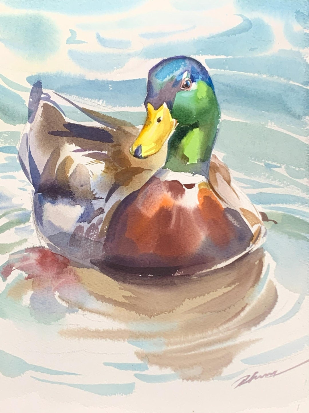 Mallard Duck Original Art Watercolor Painting Wildlife - Etsy