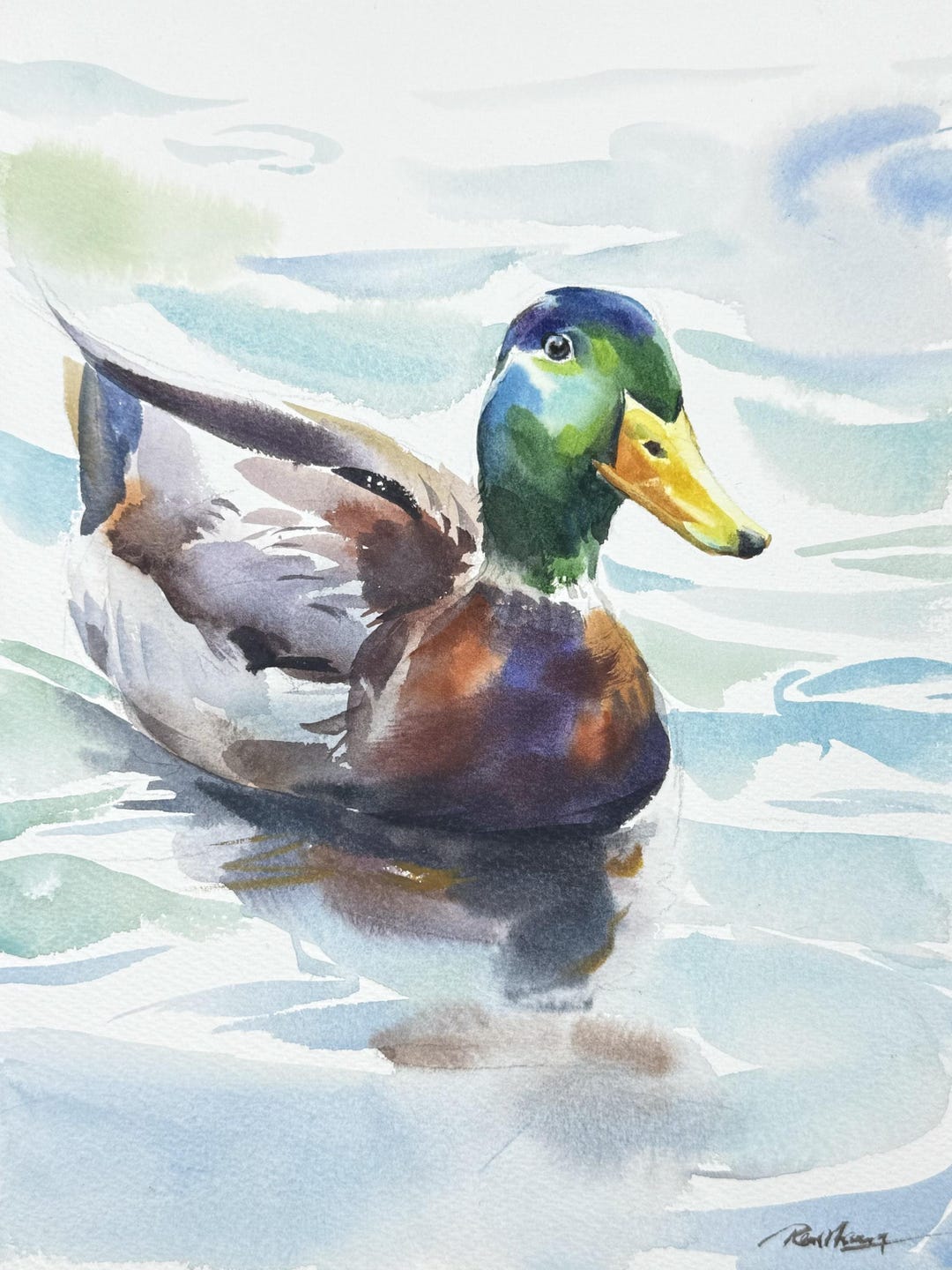 Mallard Duck Original Art Watercolor Painting Wildlife - Etsy