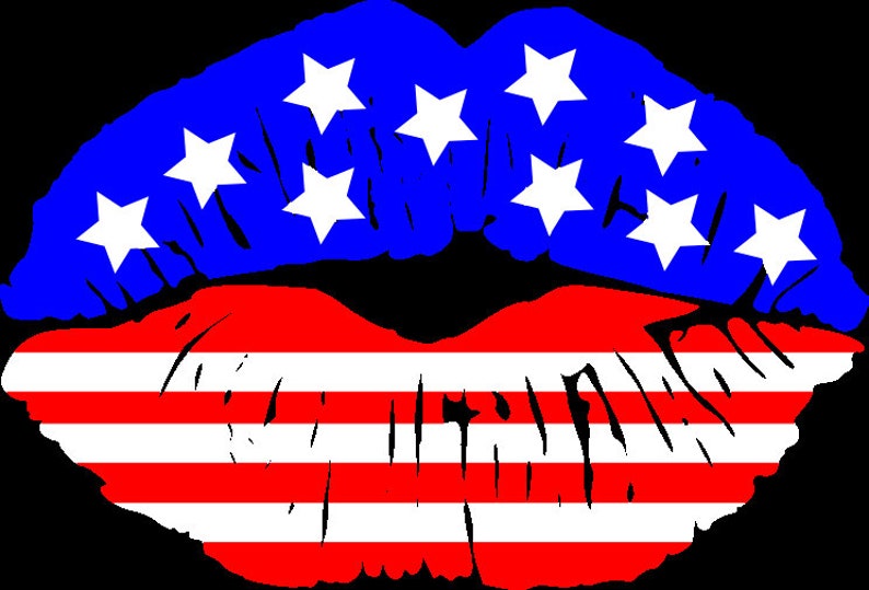 Red White & Blue Lips Digital Download 4th of July - Etsy