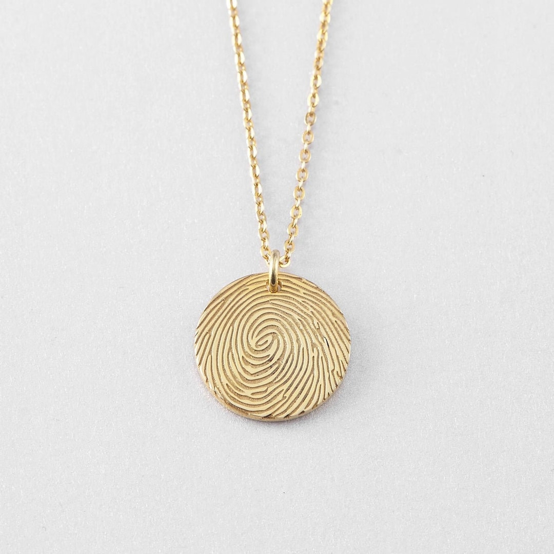 Thumbprint Necklace, Fingerprint Necklace, Engraved Necklace ...