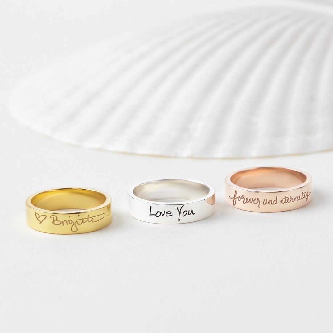 Handwriting Ring Band, Handwriting Jewelry, Loved One Handwriting ...