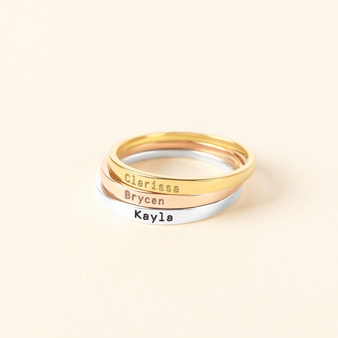 Stackable Name Ring, Custom Name Ring, Stack Rings, Ring With Name ...