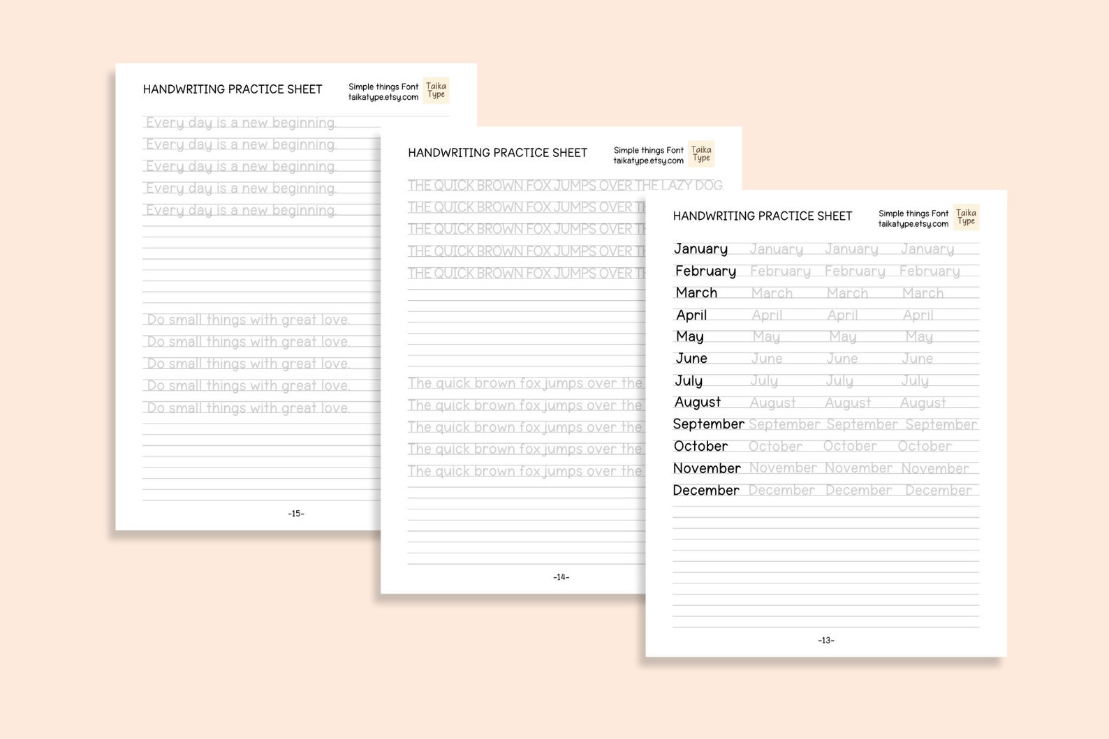 Back to School Neat Handwriting Practice Sheets, Printable Handwriting ...