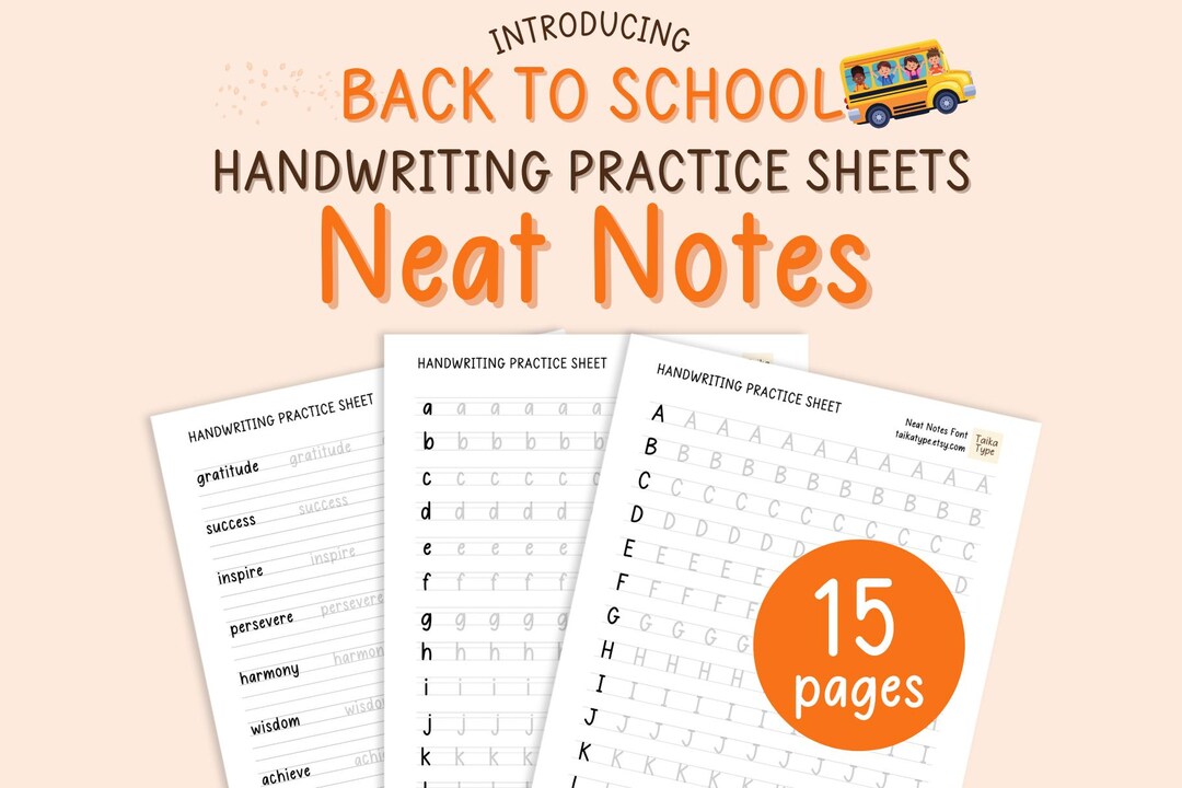 Back to School Neat Handwriting Practice Sheets, Printable Handwriting ...