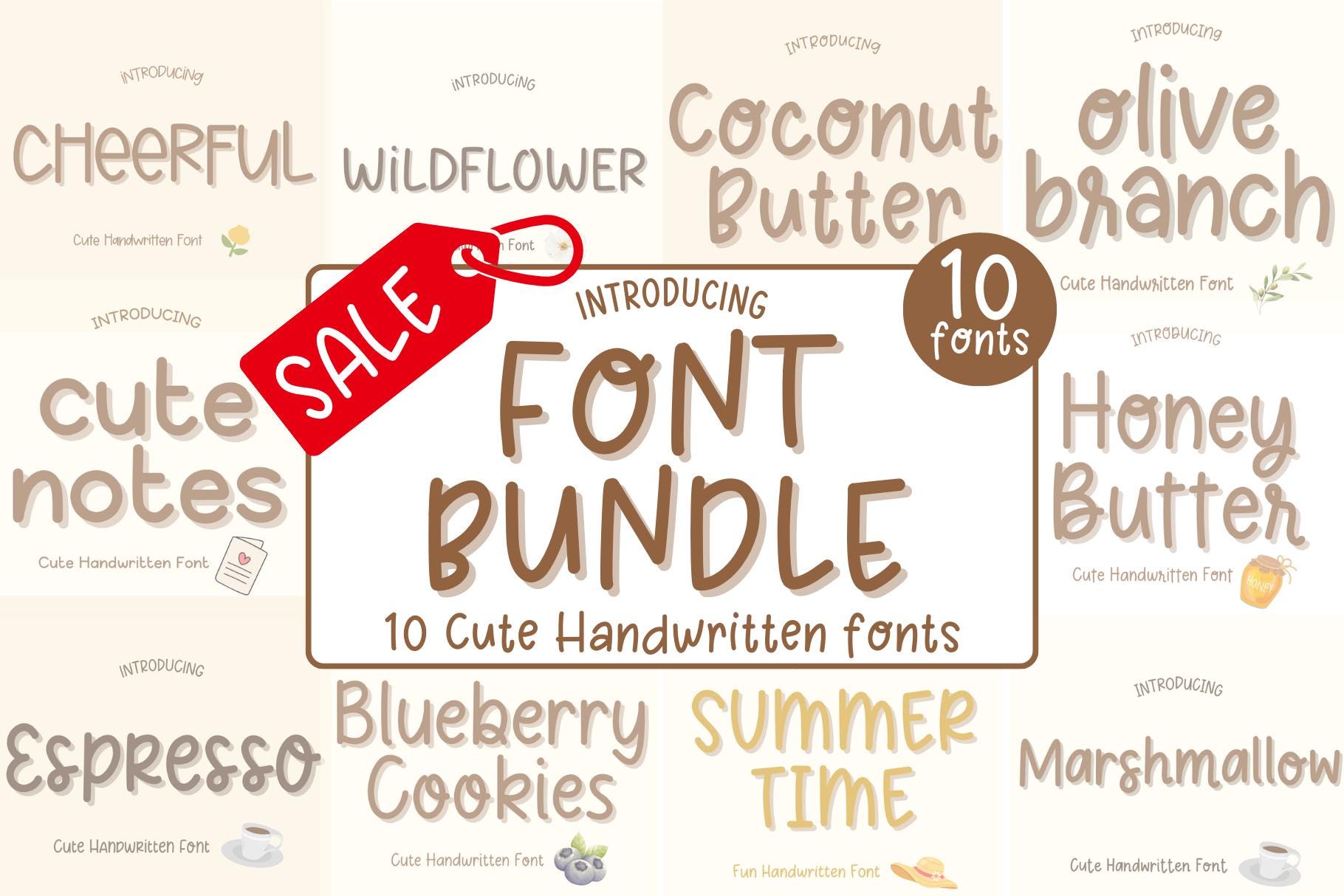 10 Font Bundle Handwritten Fonts, Cute Handwritten Font, Cute ...