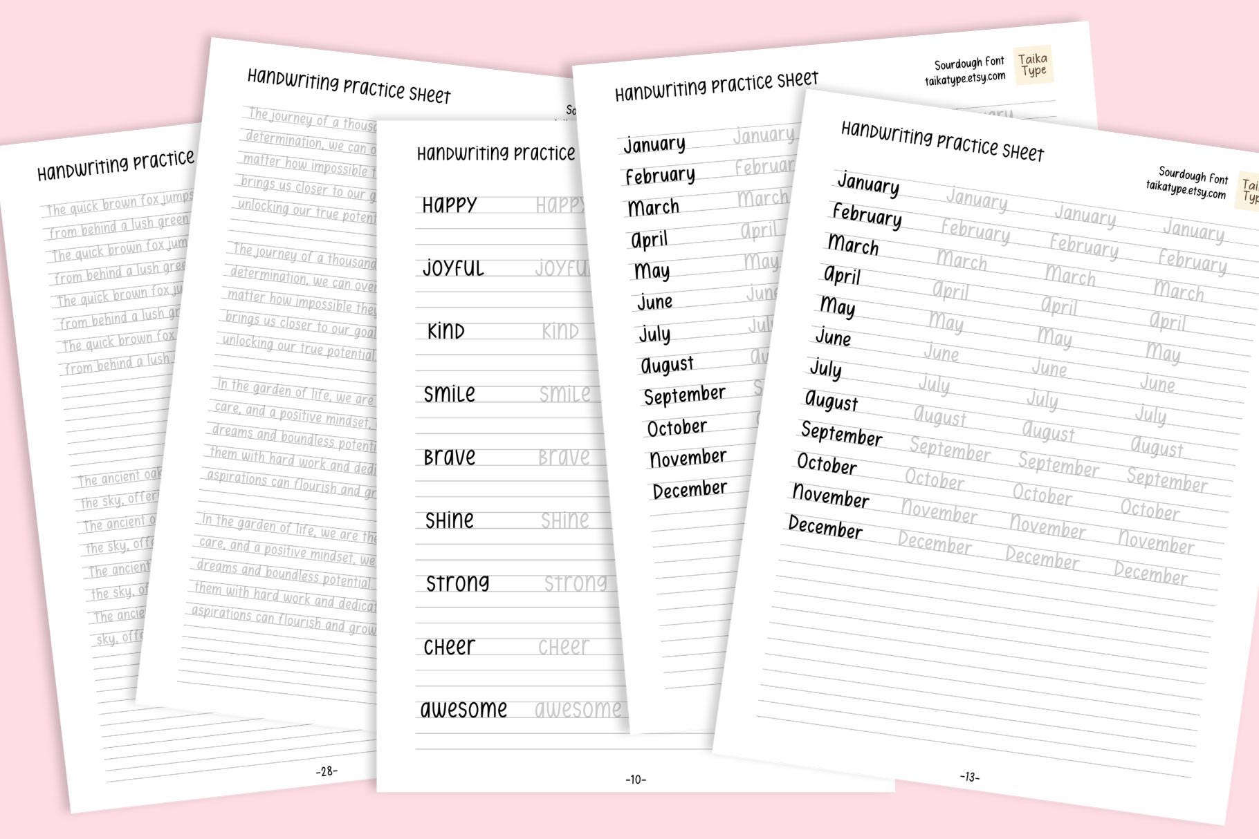 Cute Handwriting Practice Sheets, Printable Handwriting Worksheets ...