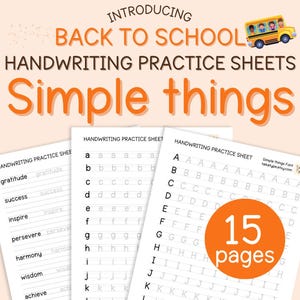 Back to School Neat Handwriting Practice Sheets, Printable Handwriting ...