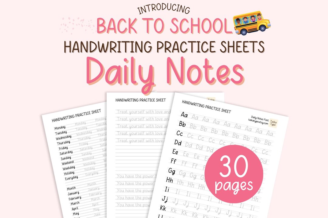 Back to School Neat Handwriting Practice Sheets, Printable Handwriting ...