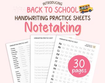 Back to School Neat Handwriting Practice Sheets, Printable Handwriting ...