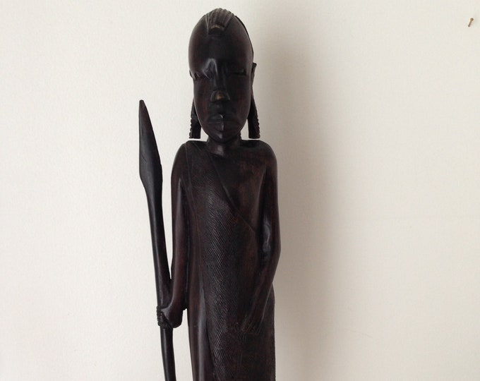 African Ebony Wood Hand Carved Kenya's Warrior Statue 19'' - Etsy