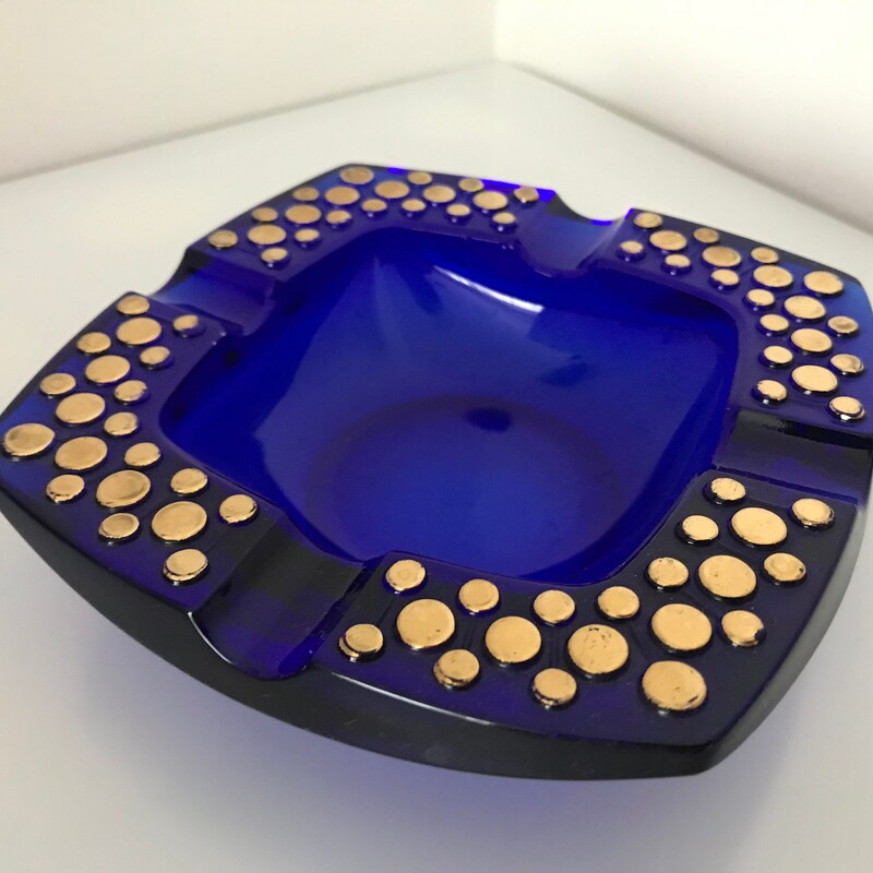 Vintage Blue Ashtray - Etsy