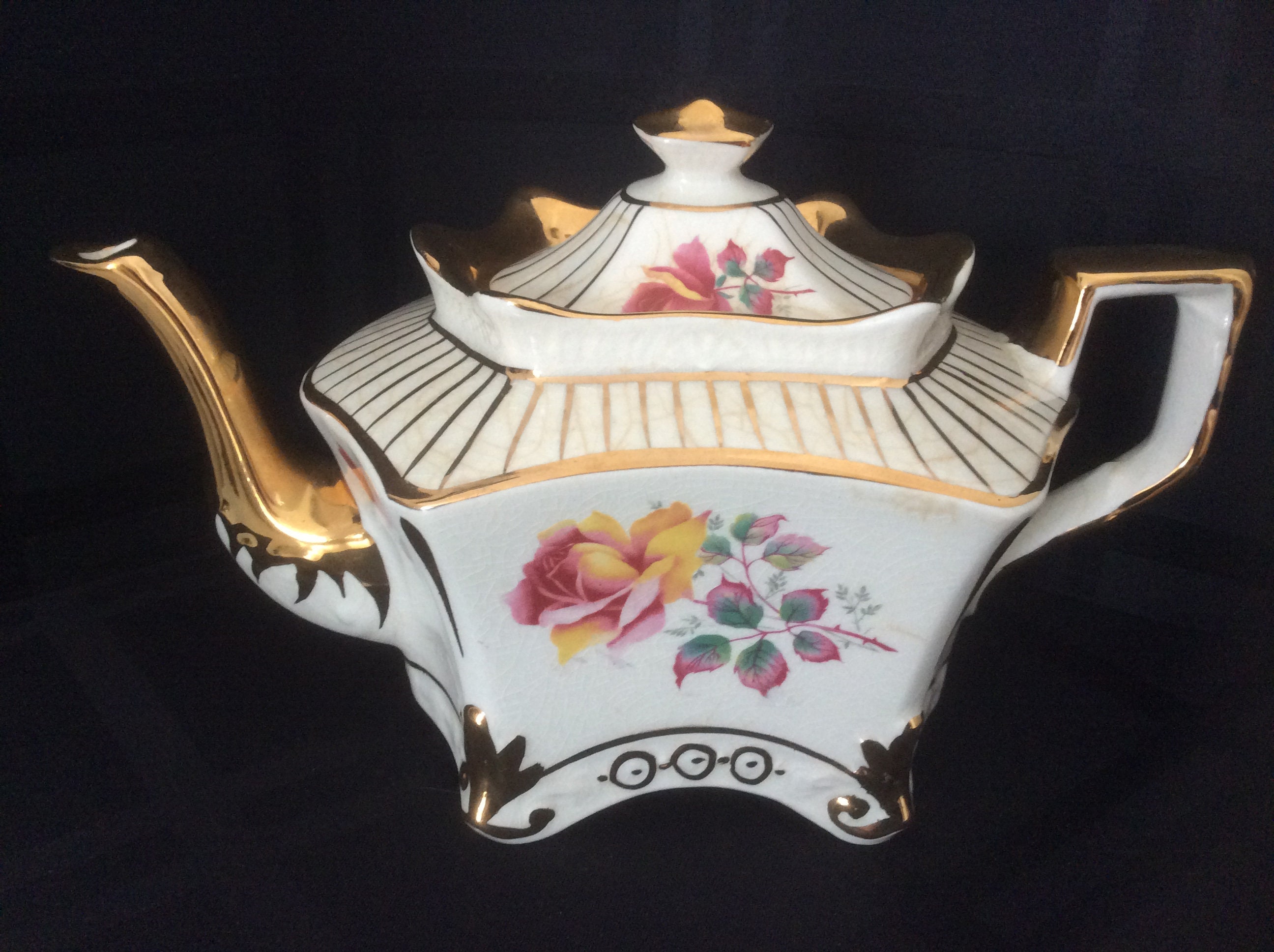 Arthur Wood Monarch Teapot Gold Design Made in England Floral Gold ...