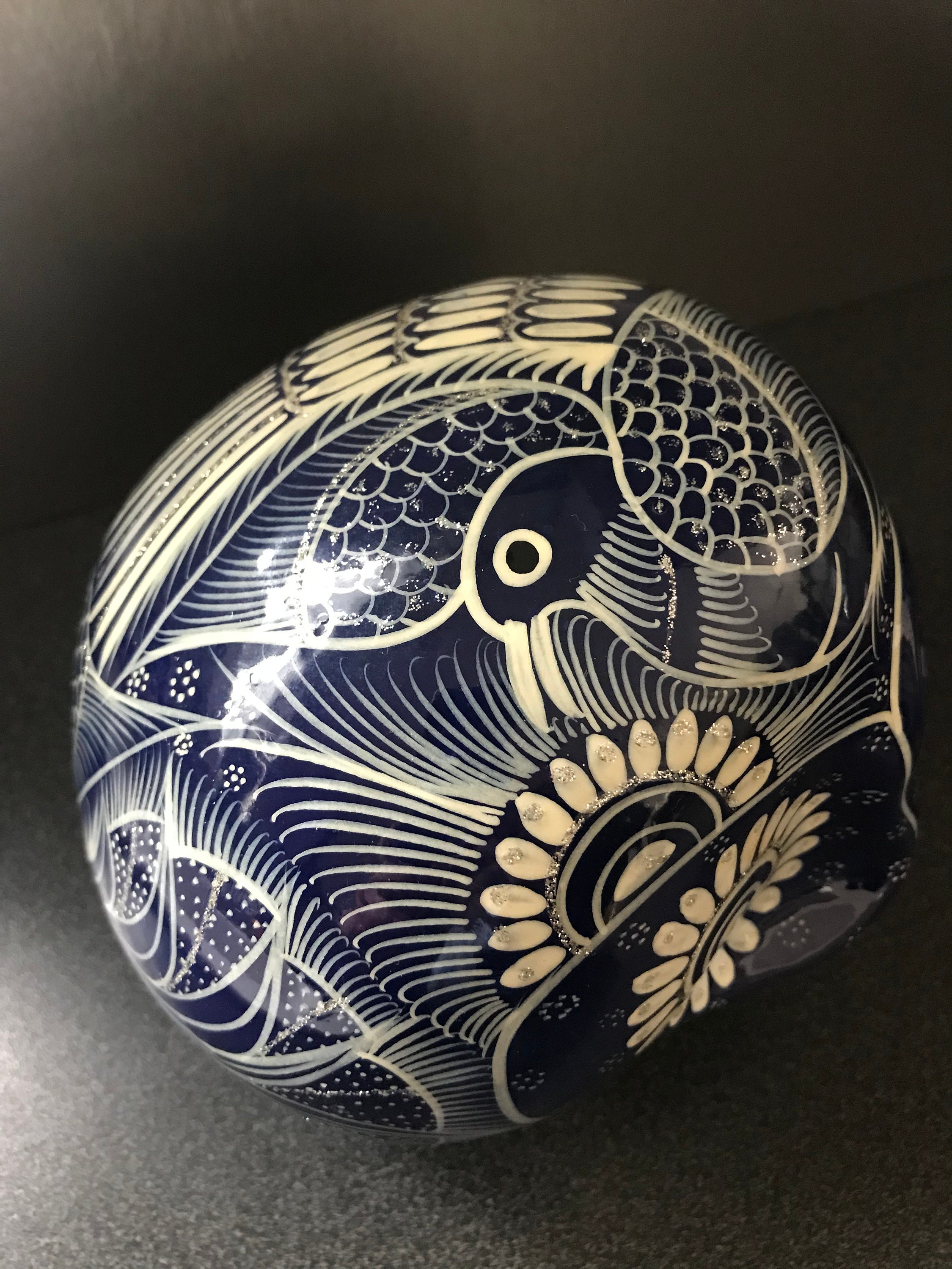 Large Hand Painted Mexican Folk Art Calavera Ceramic Skull for - Etsy