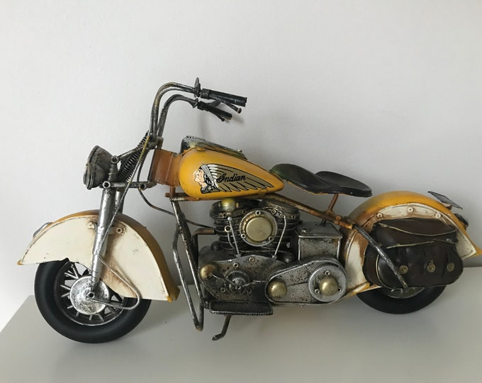 Vintage Indian Chief Yellow Motorcycle 50's Handmade Metal Model - Etsy