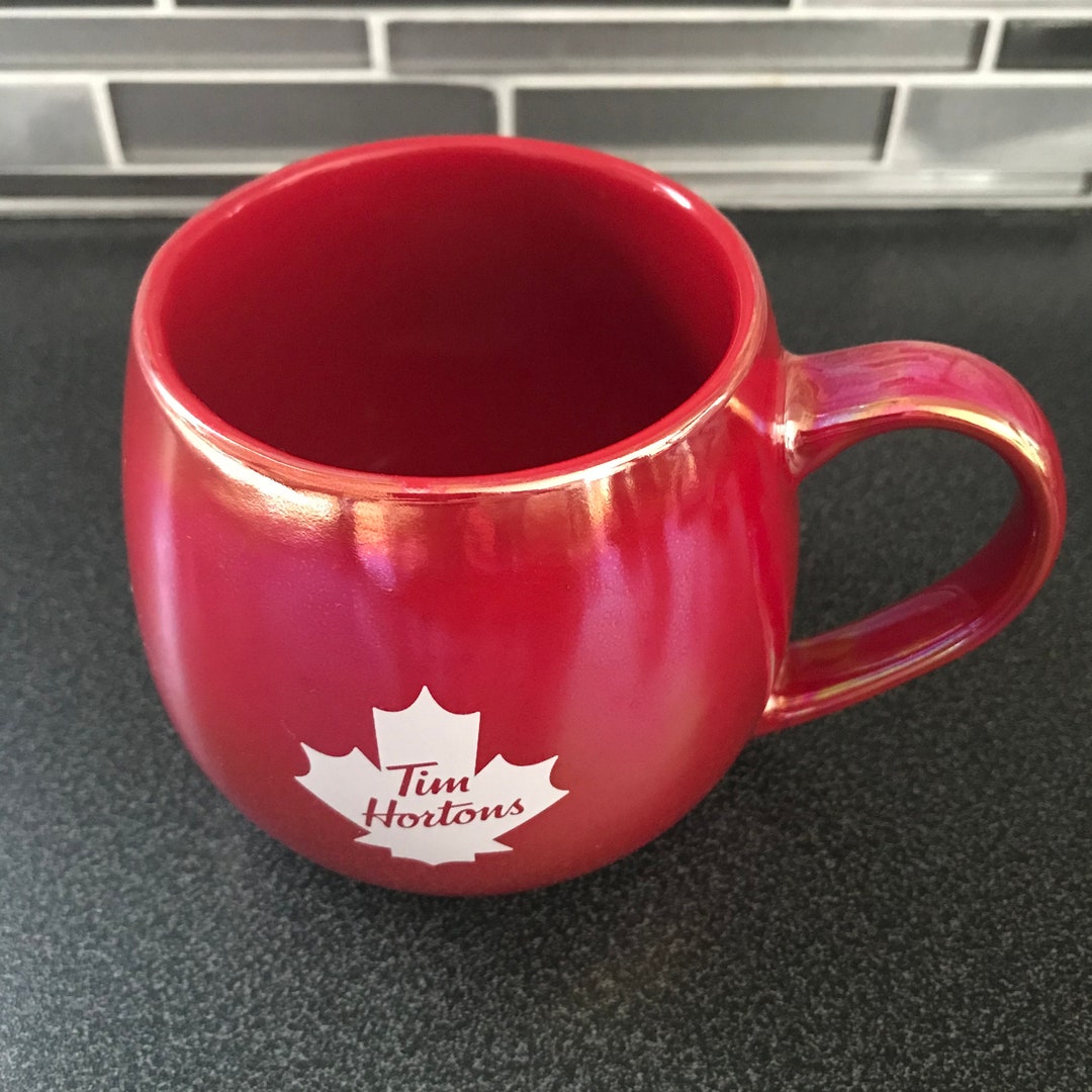 Tim Hortons Red Iridescent Coffee Mug 12 Oz Maple Leaf - Etsy