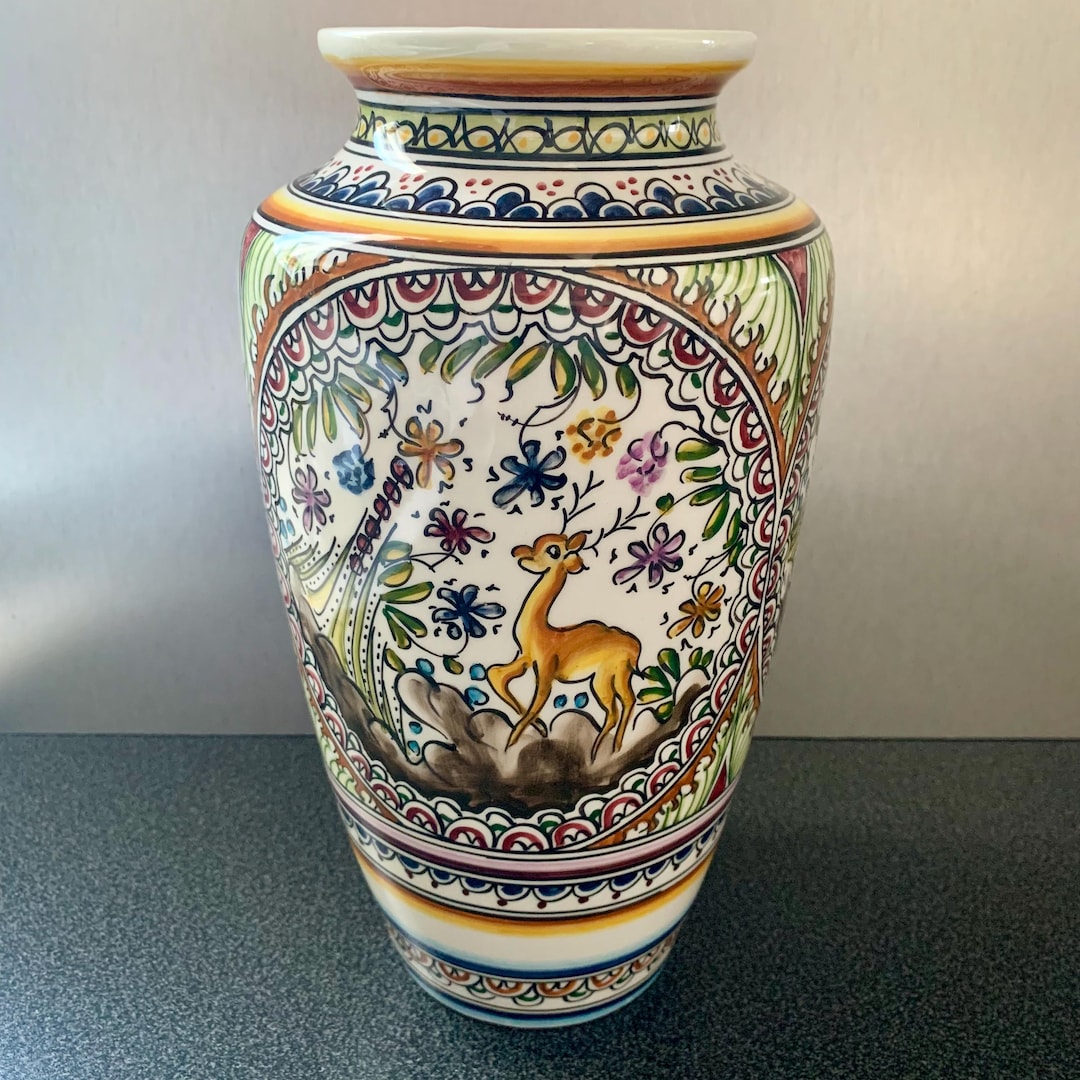 Coimbra XVII Century Pottery Hand Painted Real Ceramica 10'' Vase #126/ ...