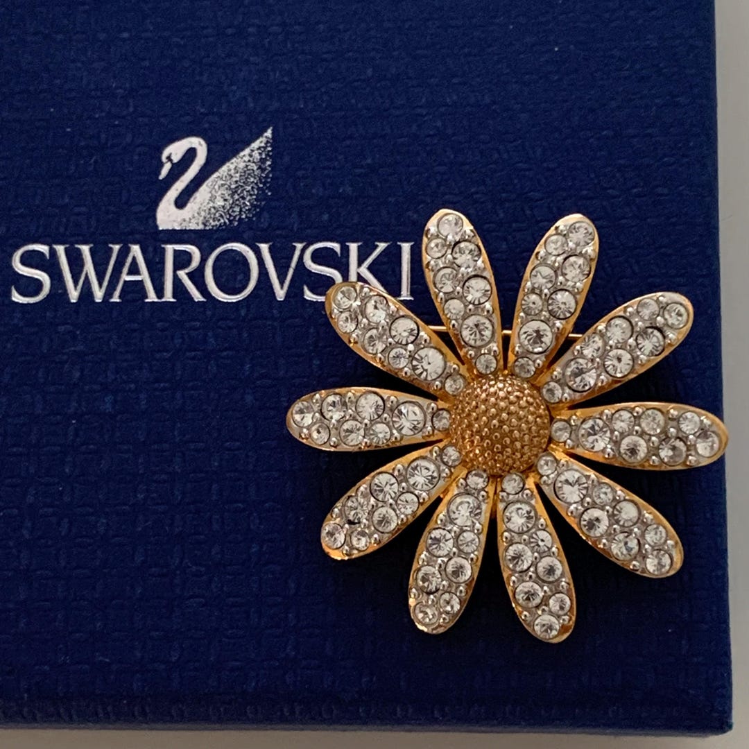 Swarovski Vintage Crystal Daisy Flower Pin Brooch - Etsy