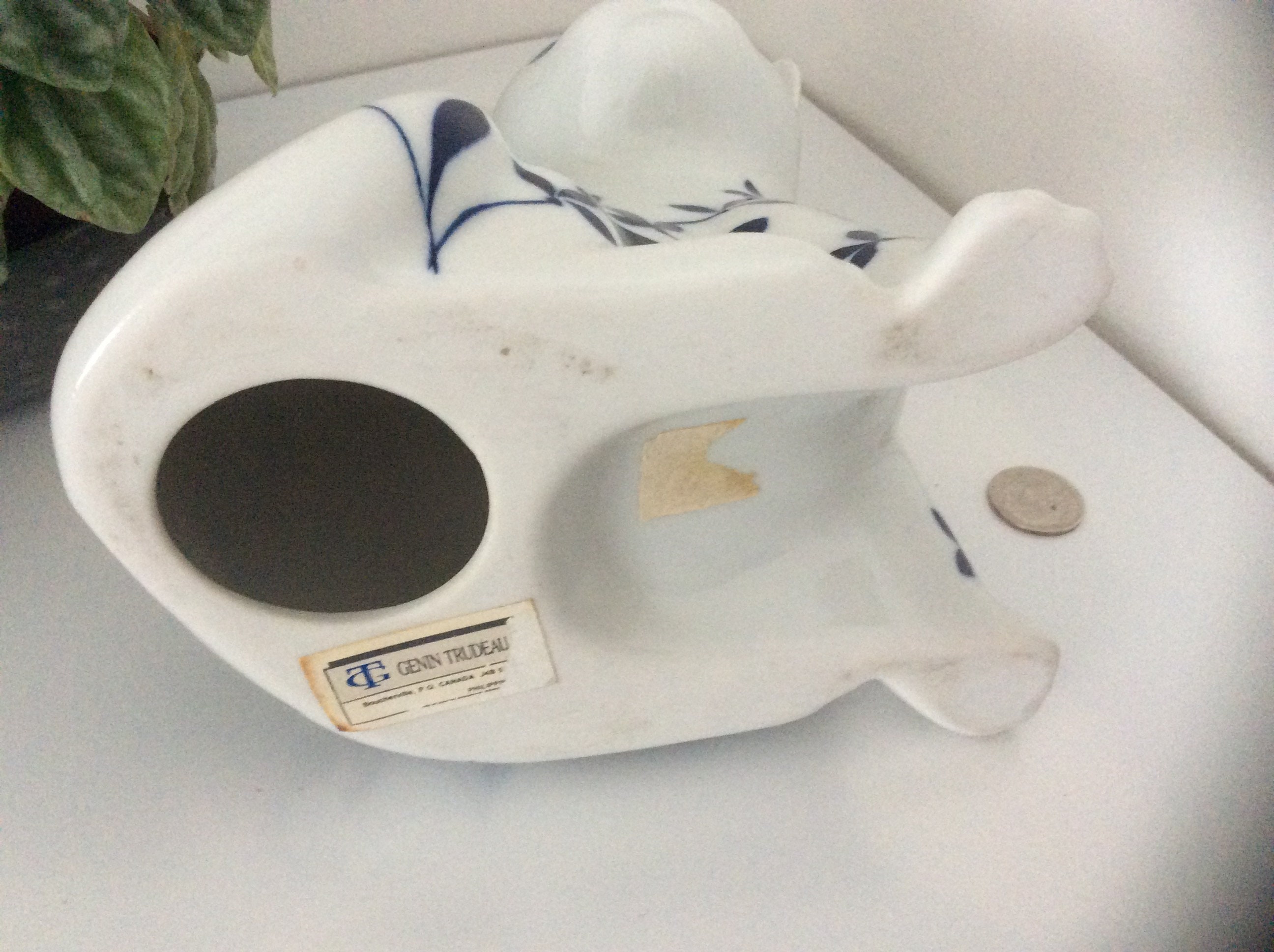 Genin Trudeau White Cat With Blue Eyes Decorated Cobalt Blue | Etsy