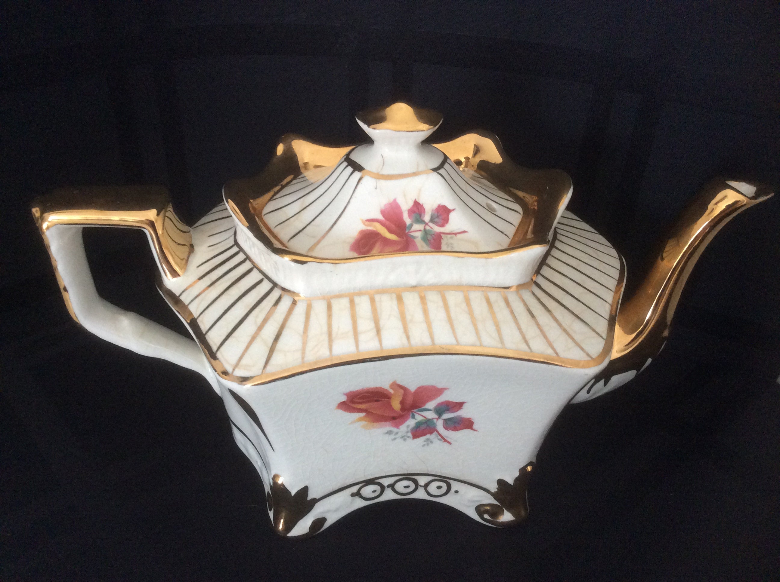 Arthur Wood Monarch Teapot Gold Design Made in England Floral Gold ...