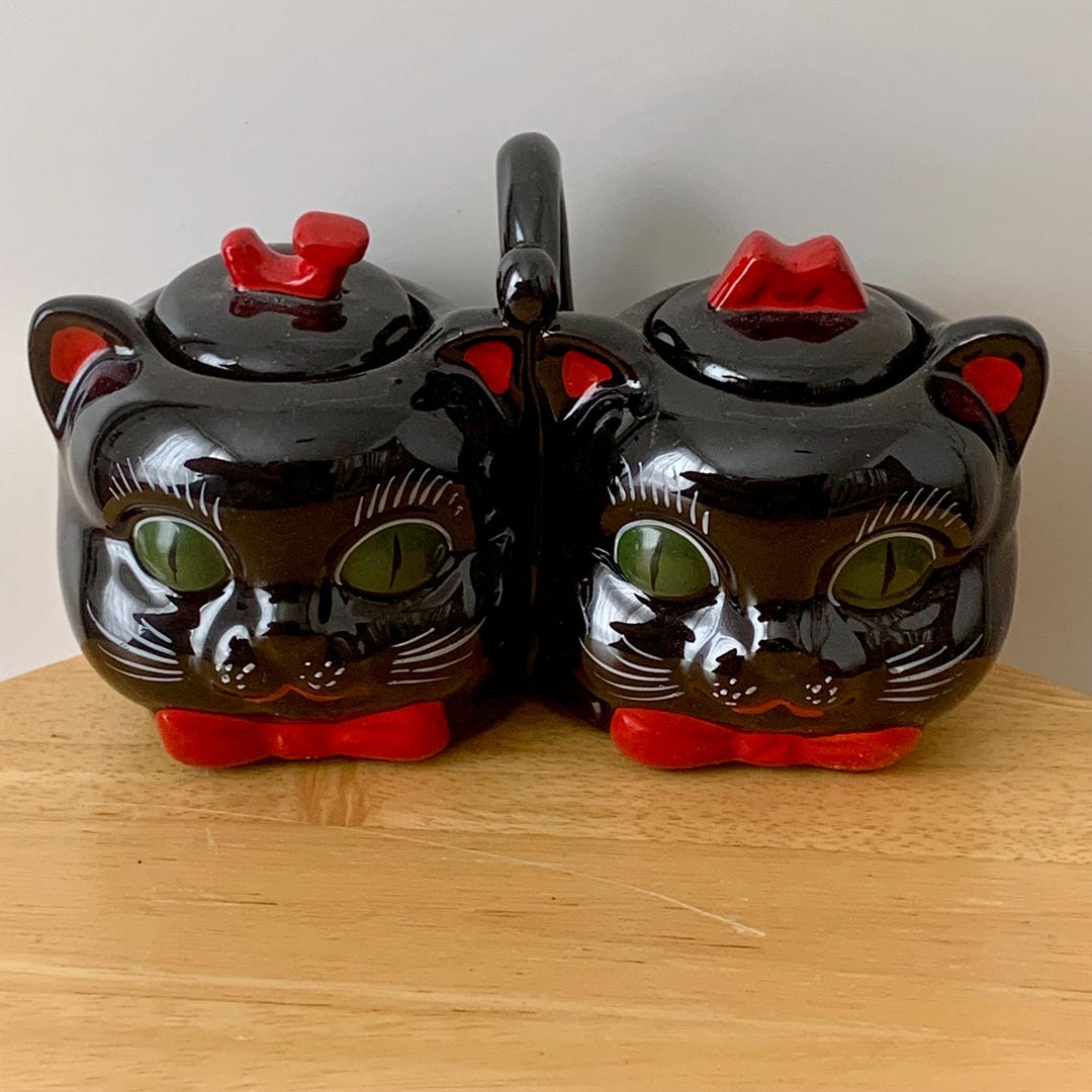 Vintage Shafford Black Cat Condiment Set Japan - Etsy
