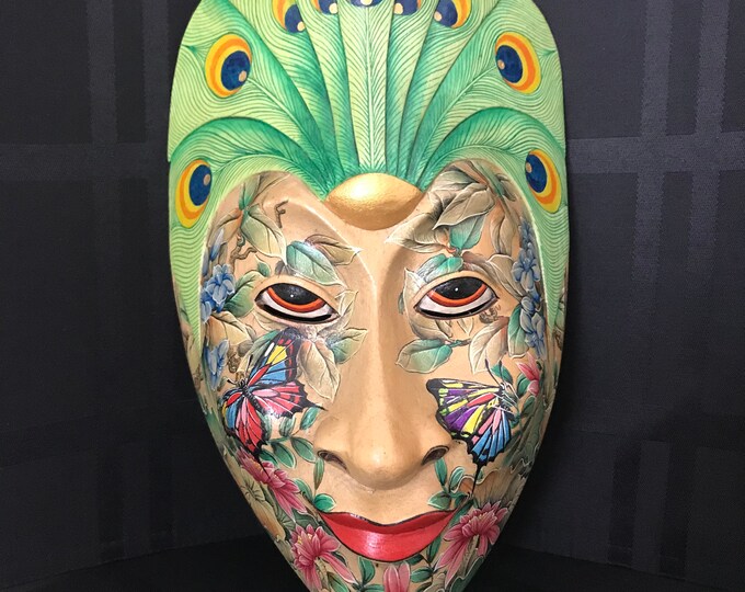 Balinese Hibiscus Wood Flower and Butterfly Goddess Garden Mask - Etsy