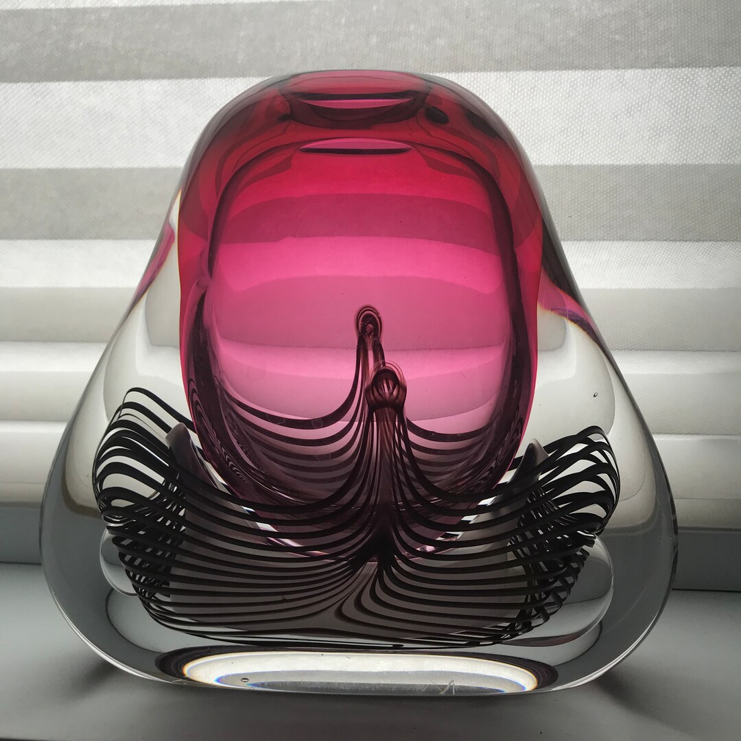 Adam Jablonski Signed Sommerso Pink Art Glass Vase - Etsy