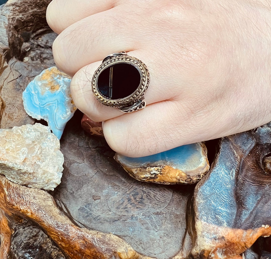 Onyx ,silver Onyx Men Ring Handmade Silver Men Ring With Onyx Stone ...