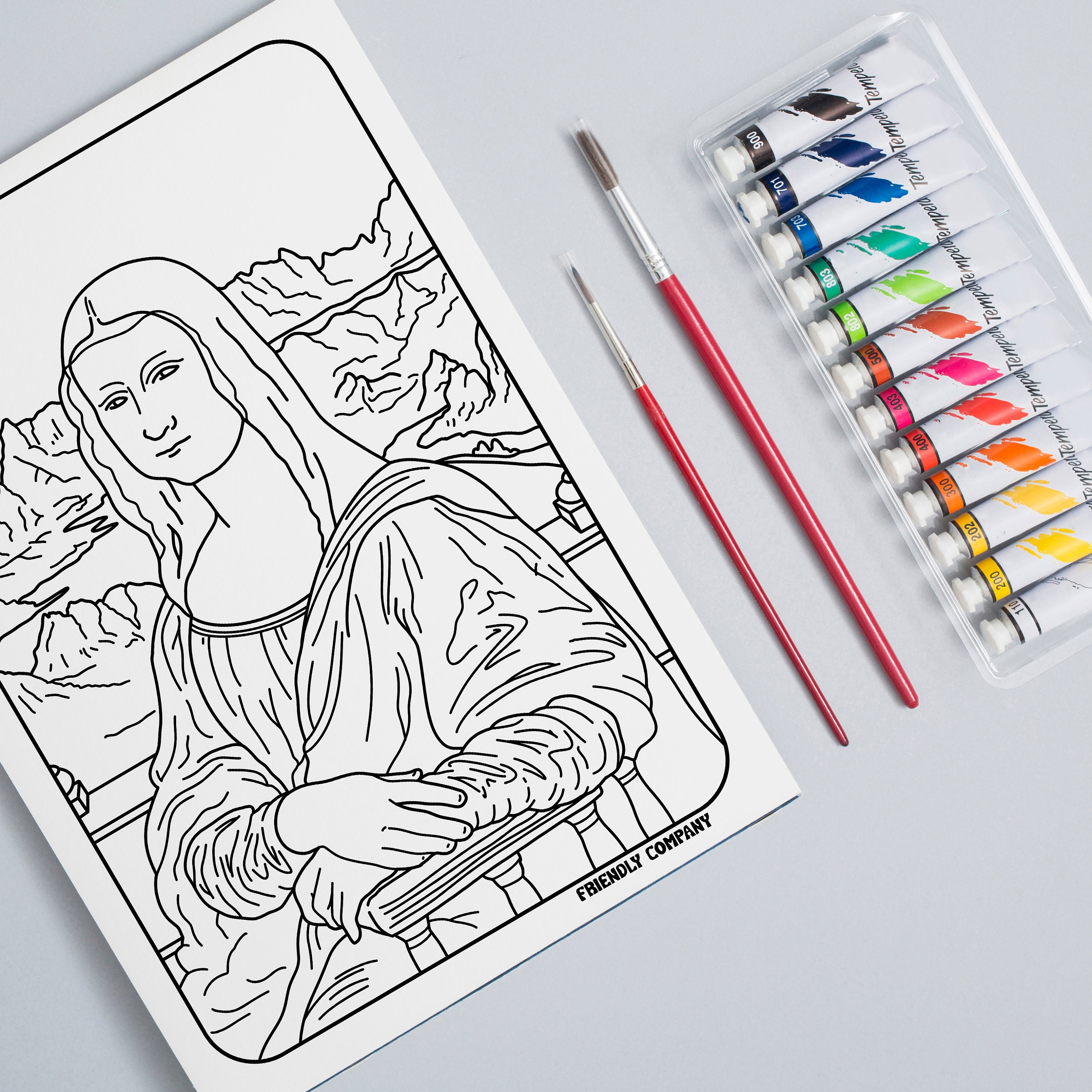 Mona Lisa by Leonardo Da Vinci Colouring Page DIGITAL DOWNLOAD - Etsy