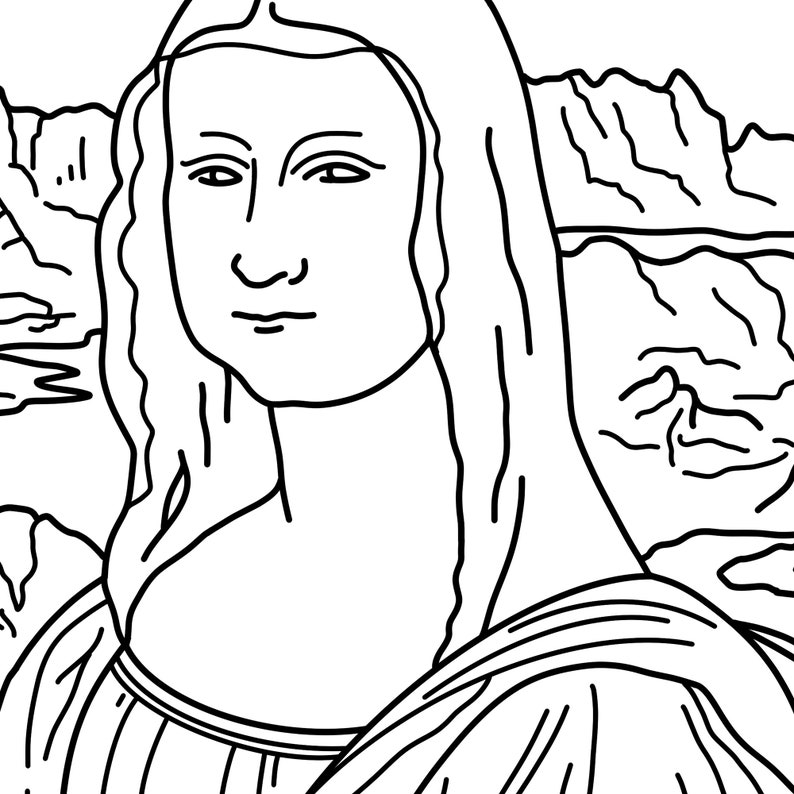 Mona Lisa by Leonardo Da Vinci Colouring Page DIGITAL DOWNLOAD - Etsy