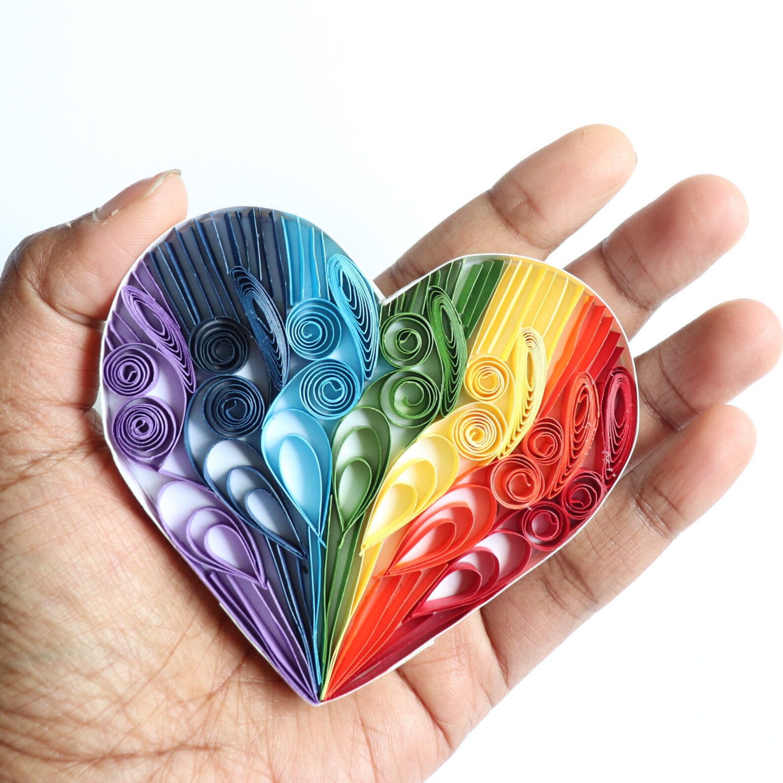 Quilled Art Rainbow Heart Fridge Magnets Unique Gift love - Etsy