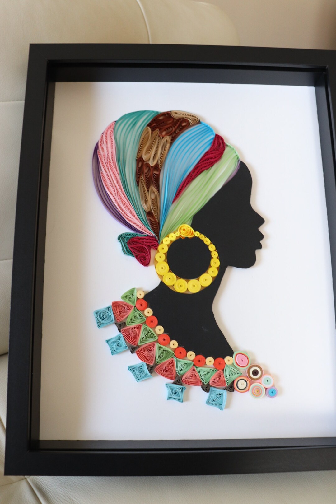 Quilled Paper Art: Handmade Woman Silhouette, Framed Wall Decor - Etsy