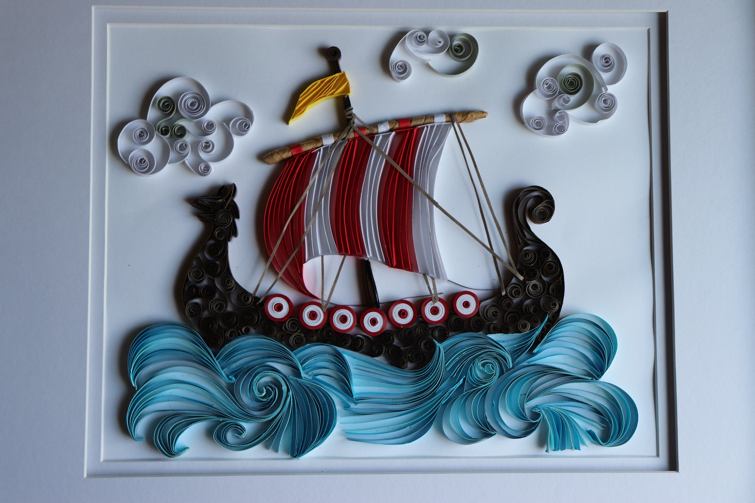 Quilled Paper Art Wall Decor Viking Ship Kids Room Theme Decor Birthday ...
