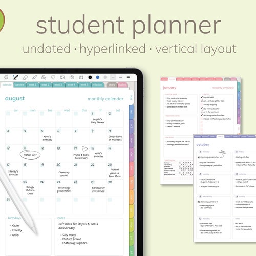 Undated Digital Planner Vertical for Goodnotes Rainbow Tabs - Etsy