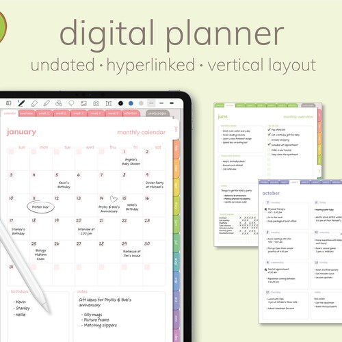 Undated Digital Planner Goodnotes and Notability Templates - Etsy