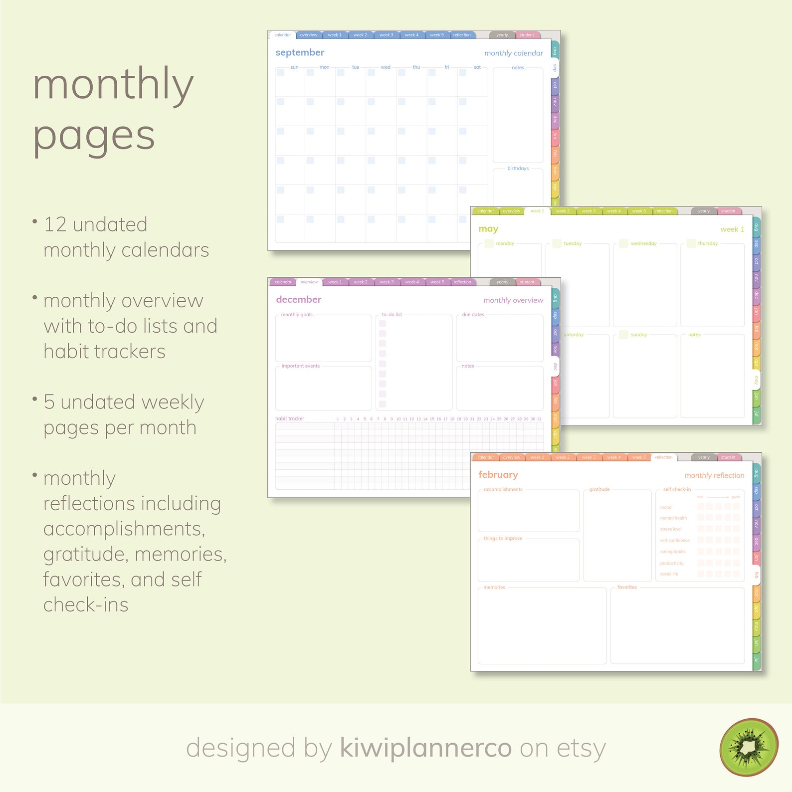Digital Student Planner Undated Hyperlinked Colorful - Etsy