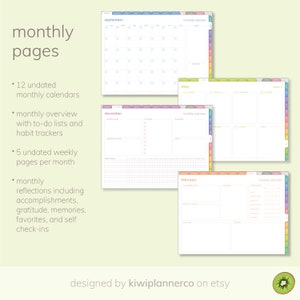 Digital Student Planner | Undated, Hyperlinked, Colorful, Horizontal ...