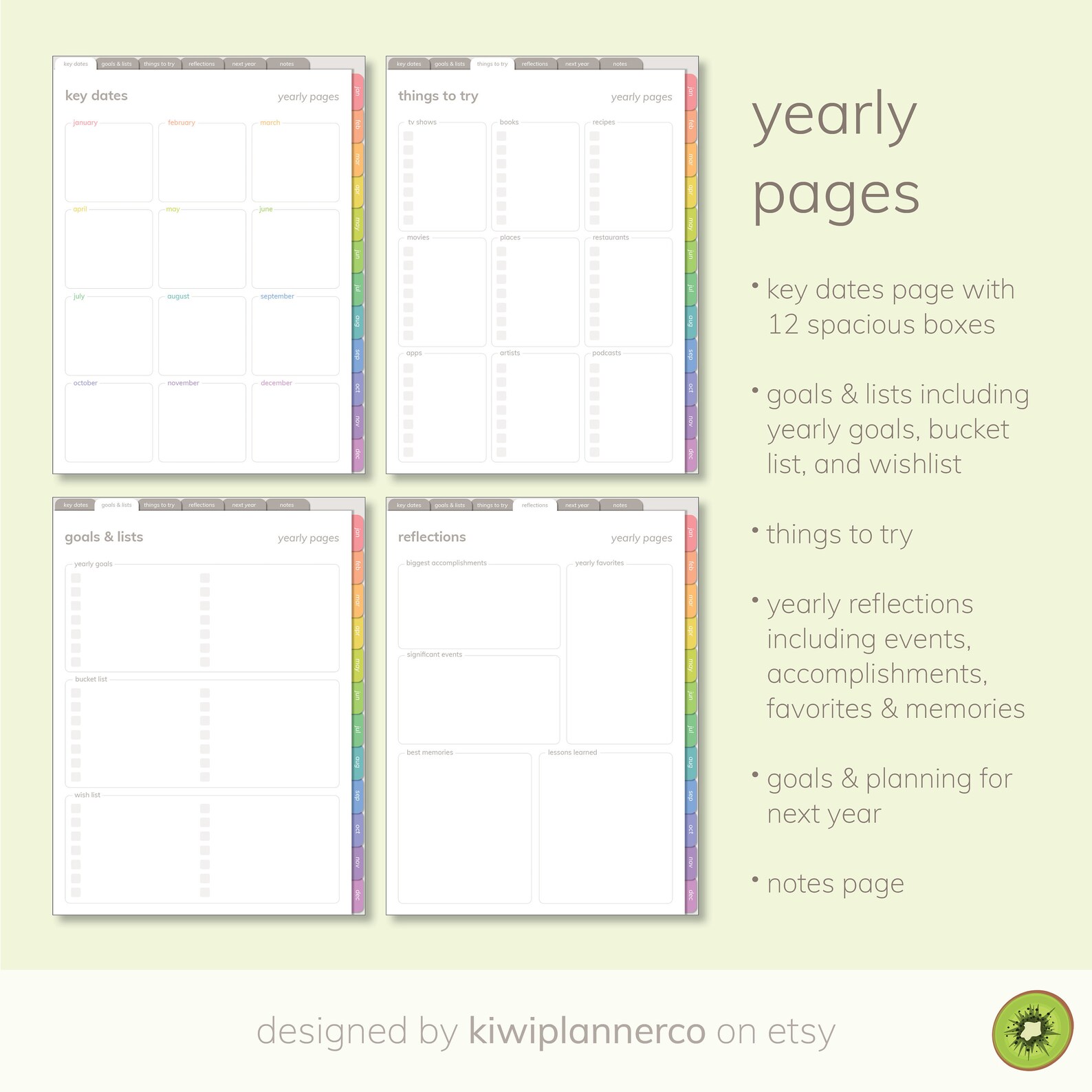 Digital Planner Undated Hyperlinked Colorful Vertical - Etsy