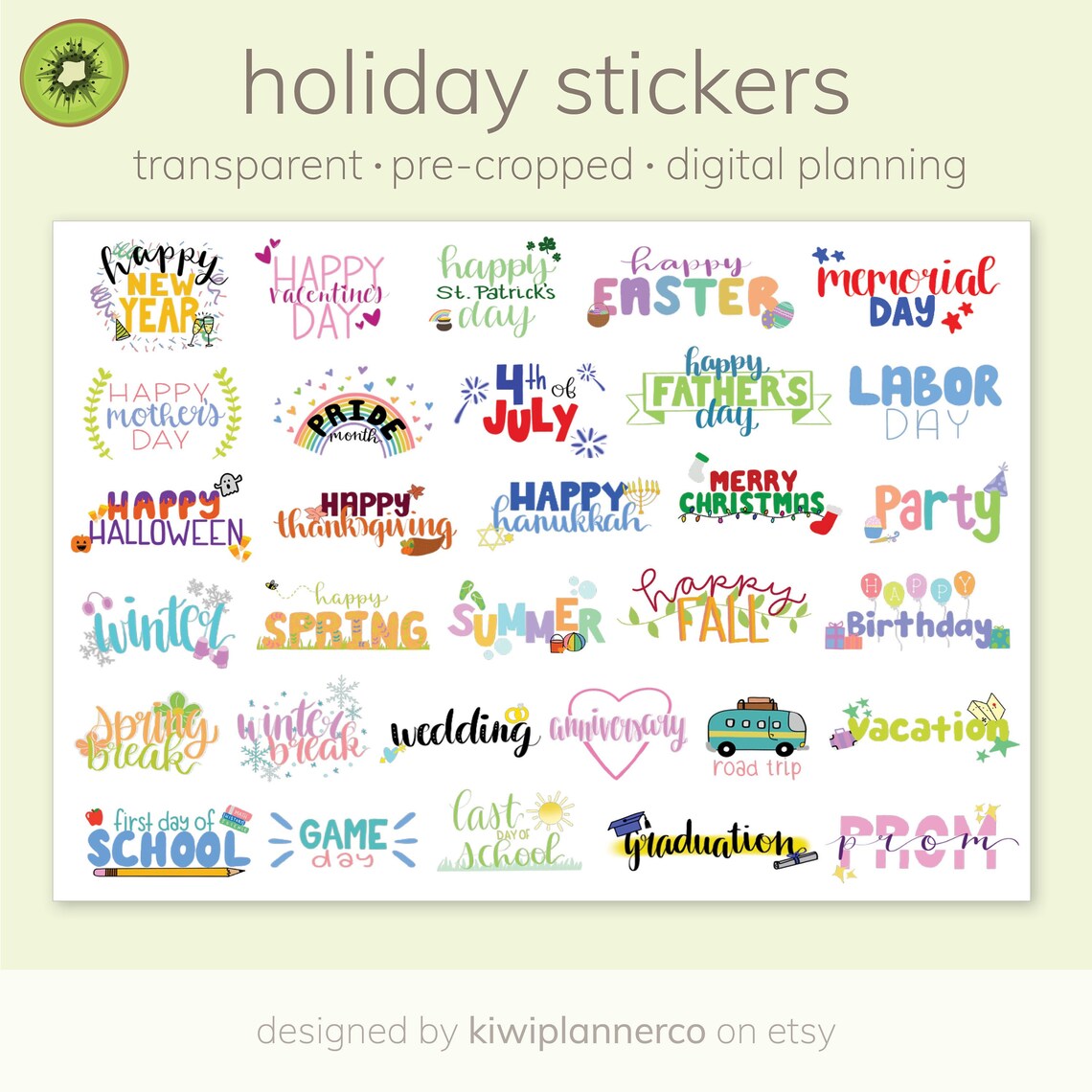 Digital Stickers | HOLIDAY EDITION | Transparent, Pre-cropped ...