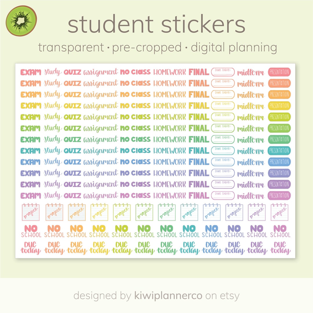 Digital Stickers | STUDENT EDITION | Transparent, Pre-cropped ...